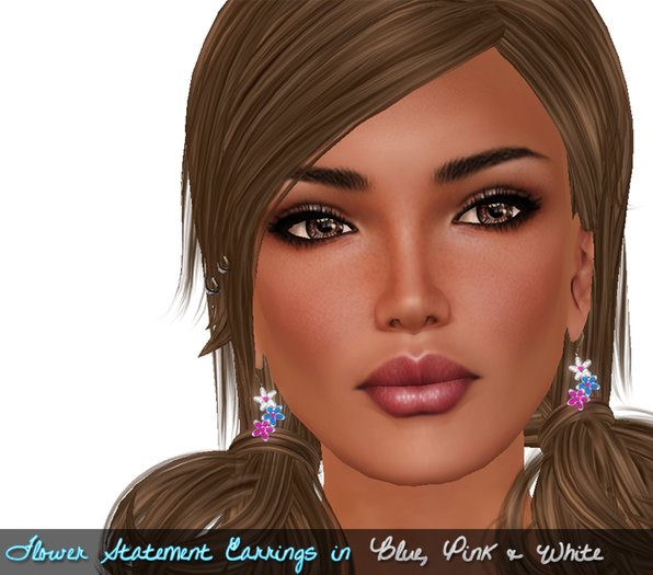 Second Life Marketplace - *rockCandy - Flower Statement Earrings - Blue ...